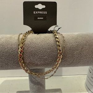Express | Jewelry | Nwt Express Anklet Gold Tone Double Strand | Poshmark